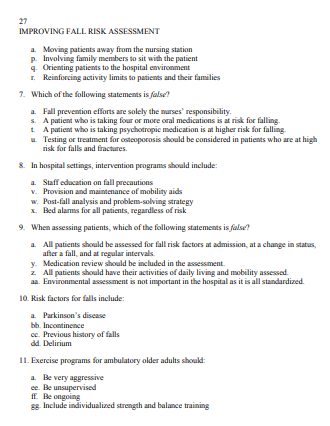 Improving Fall Risk Assessment to Reduce Falls in Assisted Living ...
